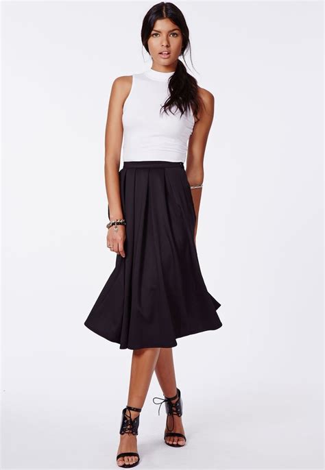 Missguided Auberta Pleated Midi Skirt Black Missguided Lookastic