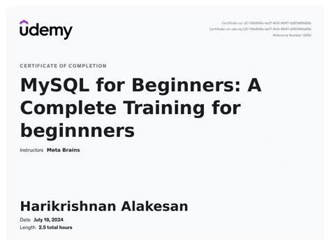 Check Out This Certificate I Got For Mysql For Beginners A Complete