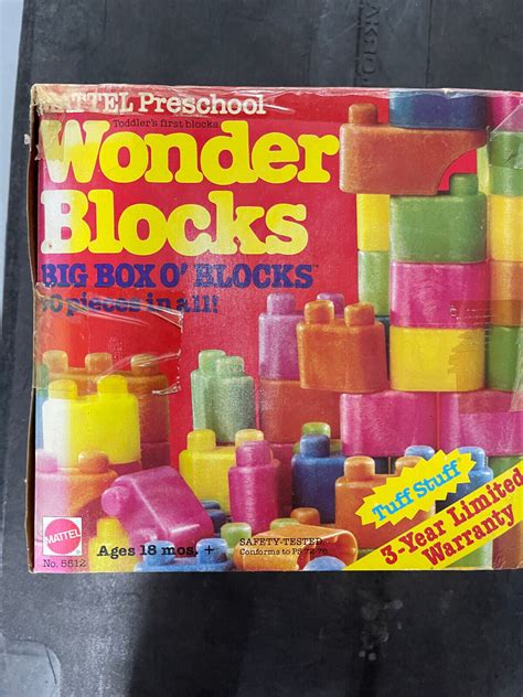 Mattel Preschool Wonder Blocks Tuff Stuff Vintage 1982 90 Pieces New