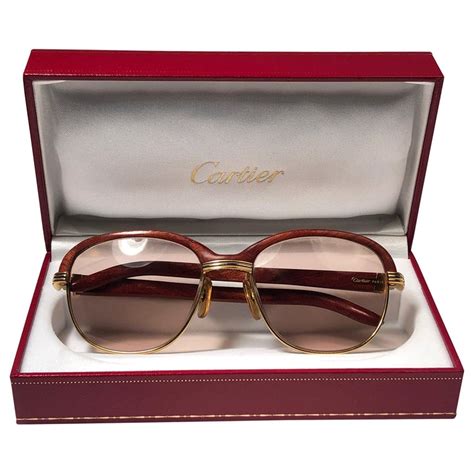 Cartier Wood Malmaison Precious Wood And Gold 56mm Sunglasses At