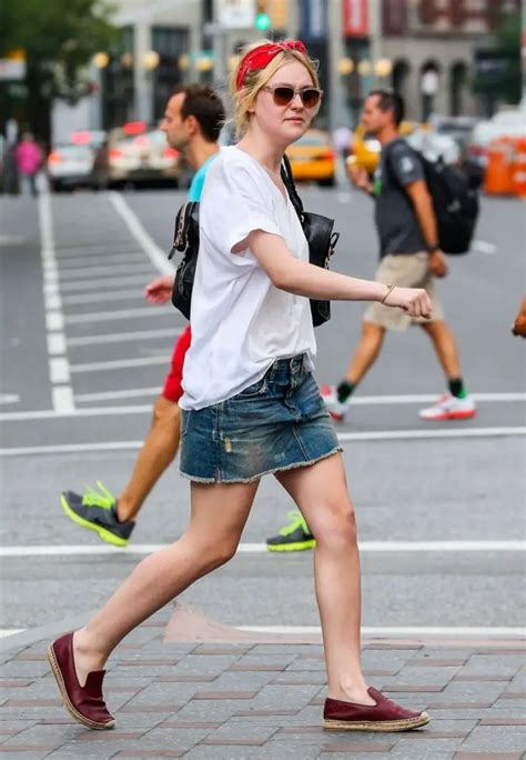 Dakota Fanning In Denim Shorts Out In New York Hawtcelebs
