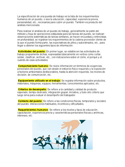 Especificacion Del Puesto Pdf Business