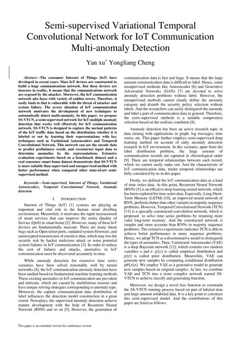 Semi Supervised Variational Temporal Convolutional Network For Iot