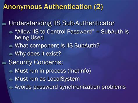 Ppt The Ins And Outs Of Authentication In Iis Powerpoint Presentation Id2915862