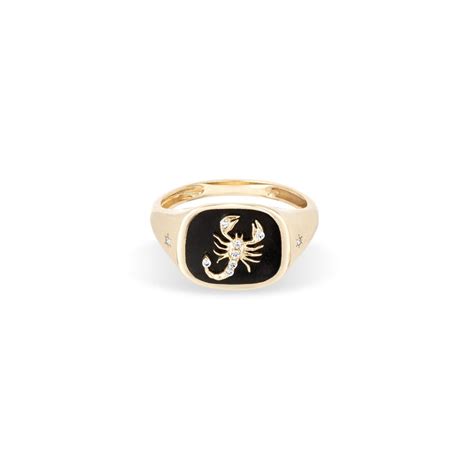 Zodiac Ceramic Diamond Scorpio Signet Ring