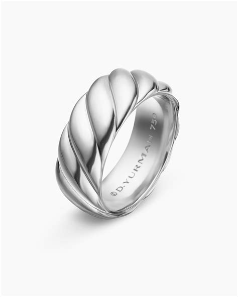 David Yurman Sculpted Cable Band Ring In 18k White Gold 9mm In 2025 White Gold Band Rings