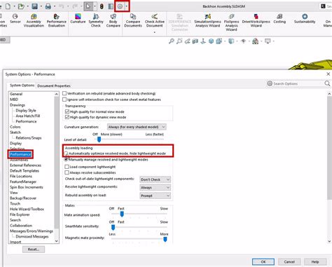 Automatically Optimize Resolved Mode Solidworks I Get It