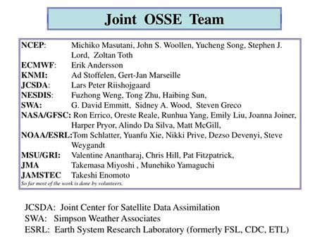 Ppt Observing System Simulation Experiments In The Joint Center For