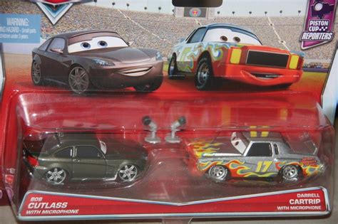 Disney Pixar Cars 2 Pack Bob Cutlass And Darrell Cartrip W Microphones