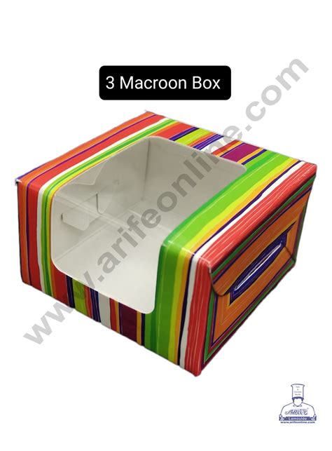 Cake Decor™ Printed 03 3 Macaroon Boxes With Clear Window Macaroon