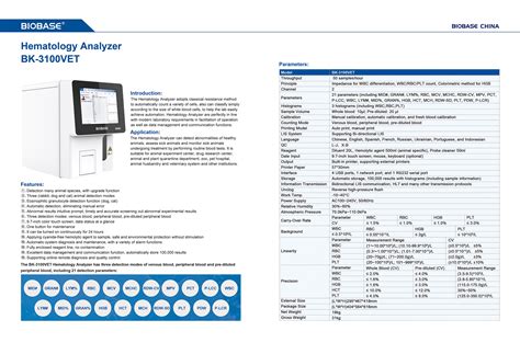 Veterinary Auto Hematology Analyzer Buy Biobase