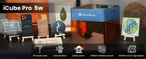 Sculpfun Icube Pro 5000mw Laser Engraver Mini Portable Laser Cutter 130x130mm Sculpfun Icube Pro 5000mw Laser Engraver Mini Portable Laser Cutter 130x130mm