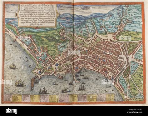N A English Map Of Napoli 1572 1572 Georg Braun Frans Hogenberg