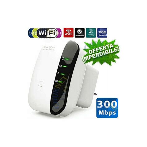 AMPLIFICATORE RIPETITORE SEGNALE WIRELESS WIFI 300MBPS LAN INTERNET
