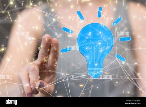 a 3d render of female touching light bulbs a concept of new ideas with