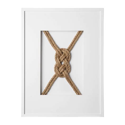 White Nautical Knot Framed Art Double Carrick Bend Nautical Knots