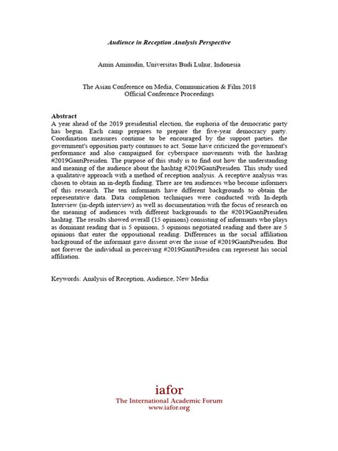 Audience In Reception Analysitc Perspective Pdf Communication