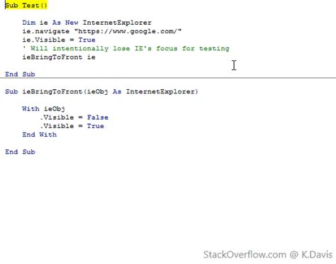 Vba Bringing Internet Explorer Window To Foreground Stack Overflow