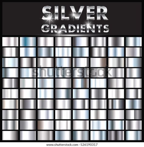 Set Silver Gradientsmetallic Squares Collection Stock Vector Royalty