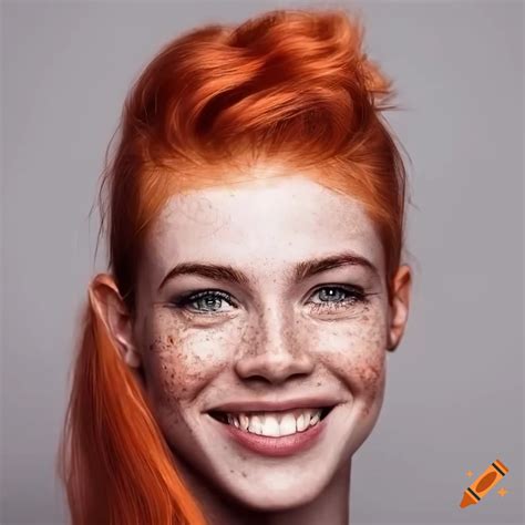 Portrait Of A Beautiful Young Woman With Red Hair And Freckles On Craiyon
