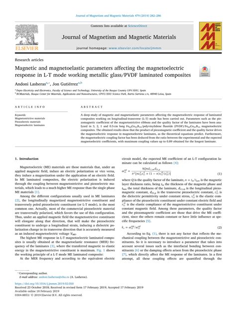 Pdf Magnetic And Magnetoelastic Parameters Affecting The Magnetoelectric Response In L T Mode