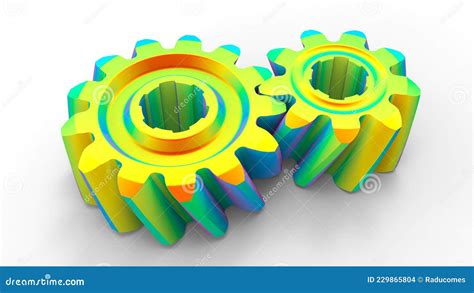 3d Rendering Gears Finite Element Analysis Stock Illustration