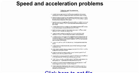Velocity And Acceleration Calculation Worksheet