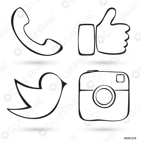 Media Symbol Set Stock Vector Crushpixel