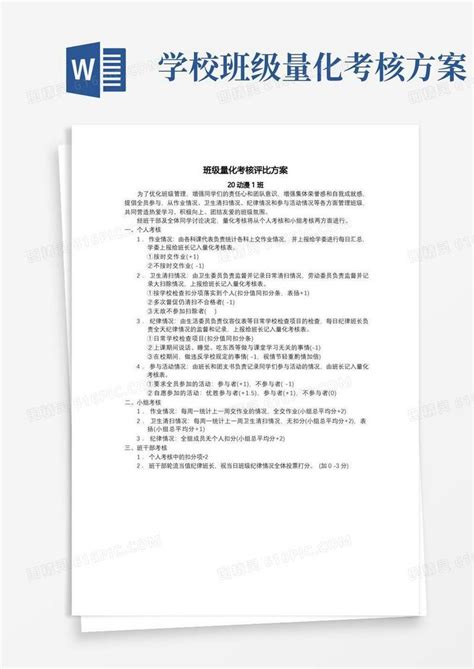 班级量化考核评比方案word模板免费下载 编号vopa0jg4n 图精灵
