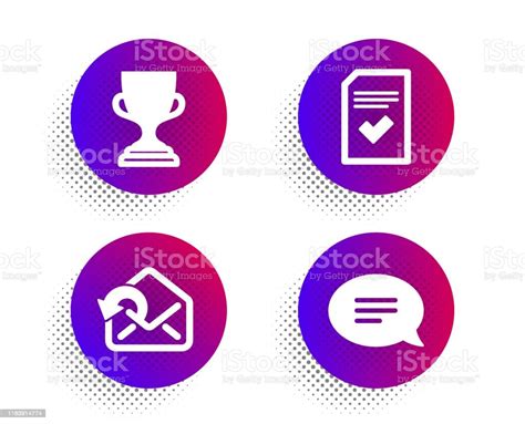 チェックされたファイルメールの送信特典カップのアイコンセットチャットサイン正しい文書送信されたメッセージトロフィーベクトル Sendの