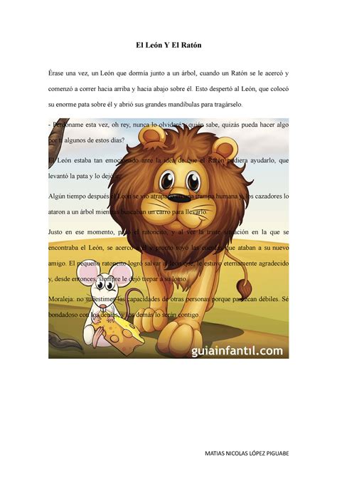 El León Y El Ratón Literatura De Fabula Mundial El León Y El Ratón