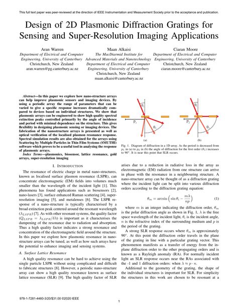 Pdf Design Of 2d Plasmonic Diffraction Gratings For Sensing And Super Resolution Imaging