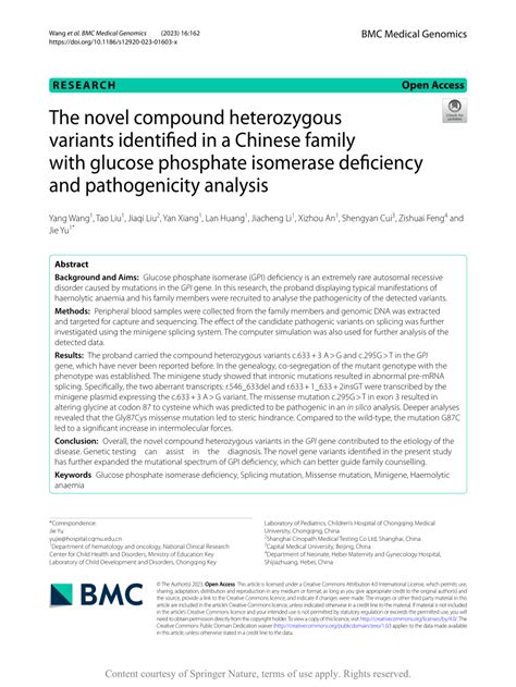 Pdf The Novel Compound Heterozygous Variants Identified In A Chinese