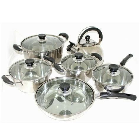 Jual CW0001A Armor Panci Set 12 Pcs Stainless Steel Gagang Hitam