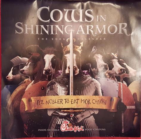 2006 Chick Fil A Calendar Cows In Shining Armor All Coupons Attached No Writing 1733713409