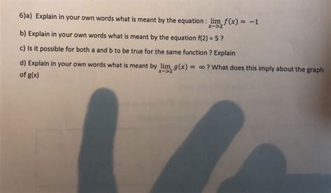 Solved 6a Explain In Your Own Words What Is Meant By The