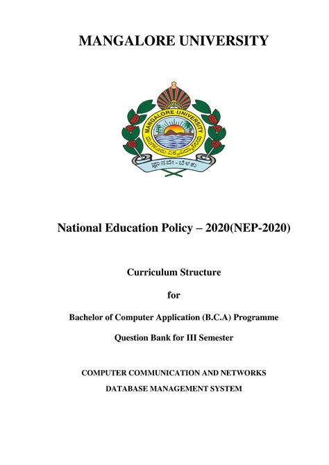 Bca Iii Sem Network And Dbms Mangalore University National Education