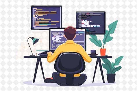 Minimalist Programmer With Characters Coding And Debugging S Png People