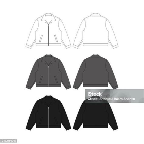Jacket Technical Fashion Illustration Vector Jacket Mockup Template