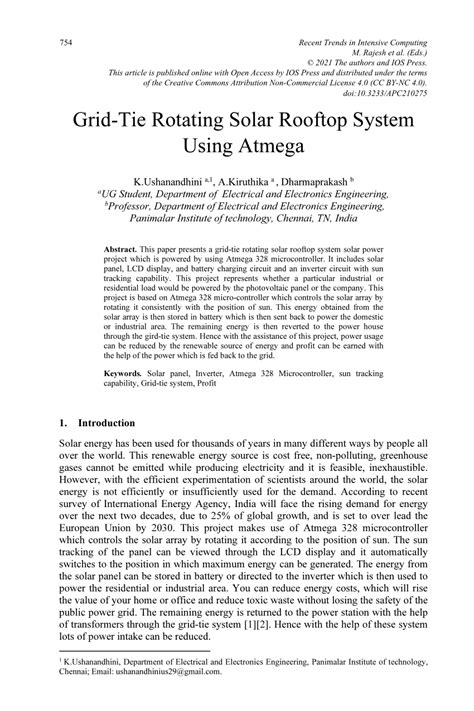 Pdf Grid Tie Rotating Solar Rooftop System Using Atmega
