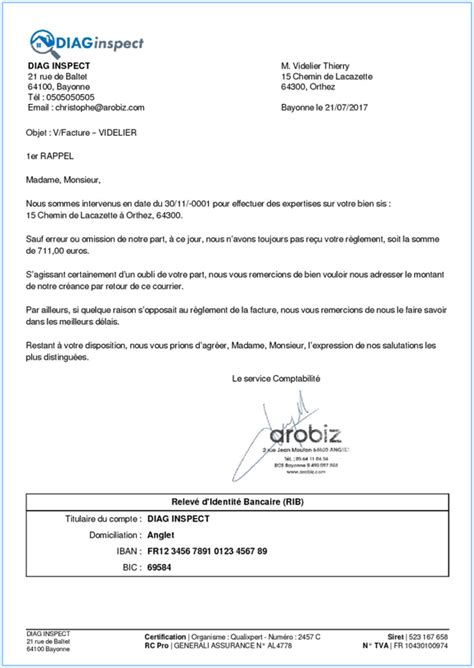 Lettre De Relance Facture Impayã©e En Anglais Financial Report