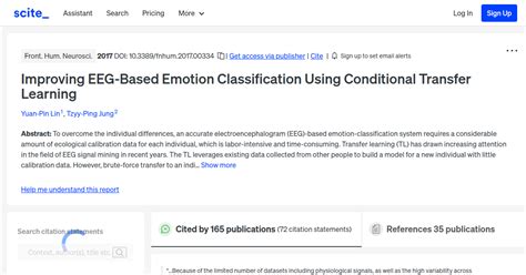 Improving Eeg Based Emotion Classification Using Conditional Transfer Learning Scite Report