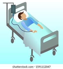 Sick Man Lying On Hospital Bed Stock Vector Royalty Free 2401721071