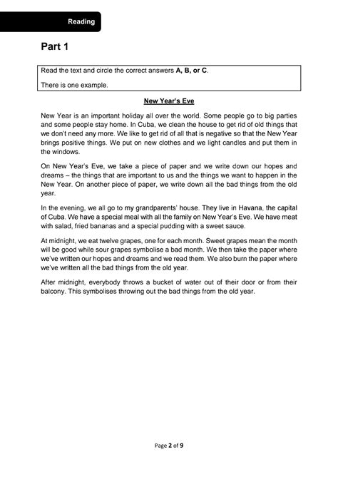أوراق عمل Reading And Writing Examination اللغة الإنجليزية الصف الثامن