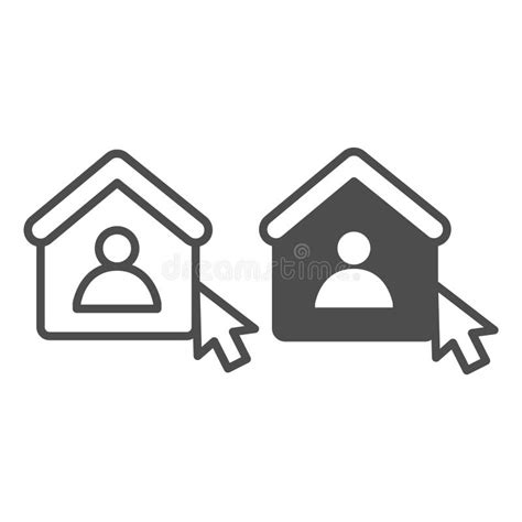 Home User And Mouse Cursor Line And Solid Icon Remote Work Concept