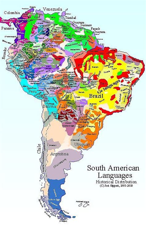 South American Languages Historical Distribution