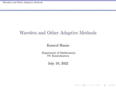 Wavelets And Other Adaptive Methods Pdf Technology And Computing