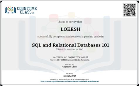 L O K E S H On Linkedin Sql Ibm Cognitiveclass Fullstackdeveloper