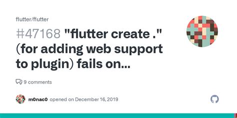 Flutter Create For Adding Web Support To Plugin Fails On Invalid