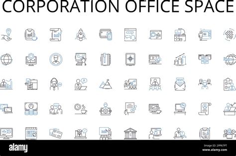 Corporation Office Space Line Icons Collection Forecast Revenue